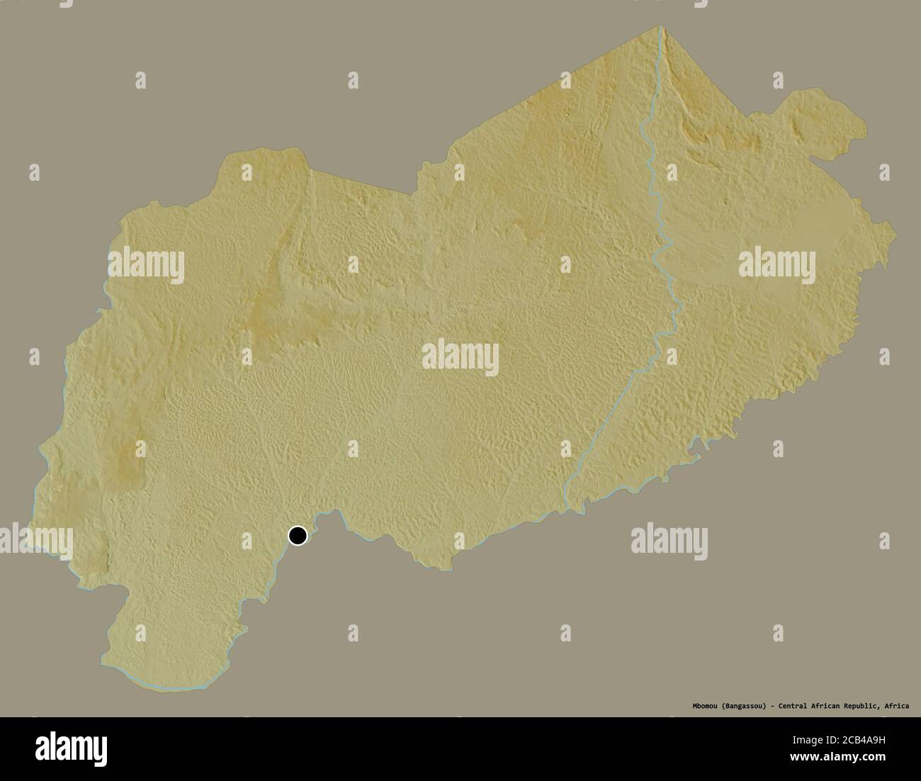 Shape of Mbomou, prefecture of Central African Republic, with its ...