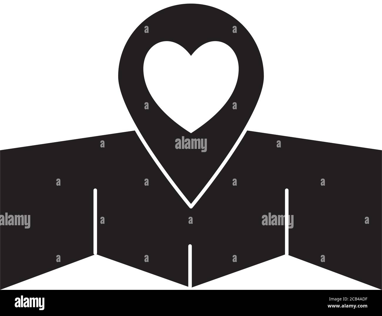map with heart in gps mark silhouette style icon design of Charity and ...