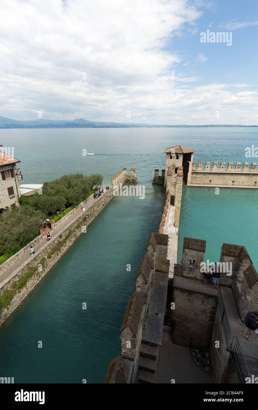 SIRMIONE, ITALY - MAY 5, 2016: Backwater inside the Scaliger Castle ...