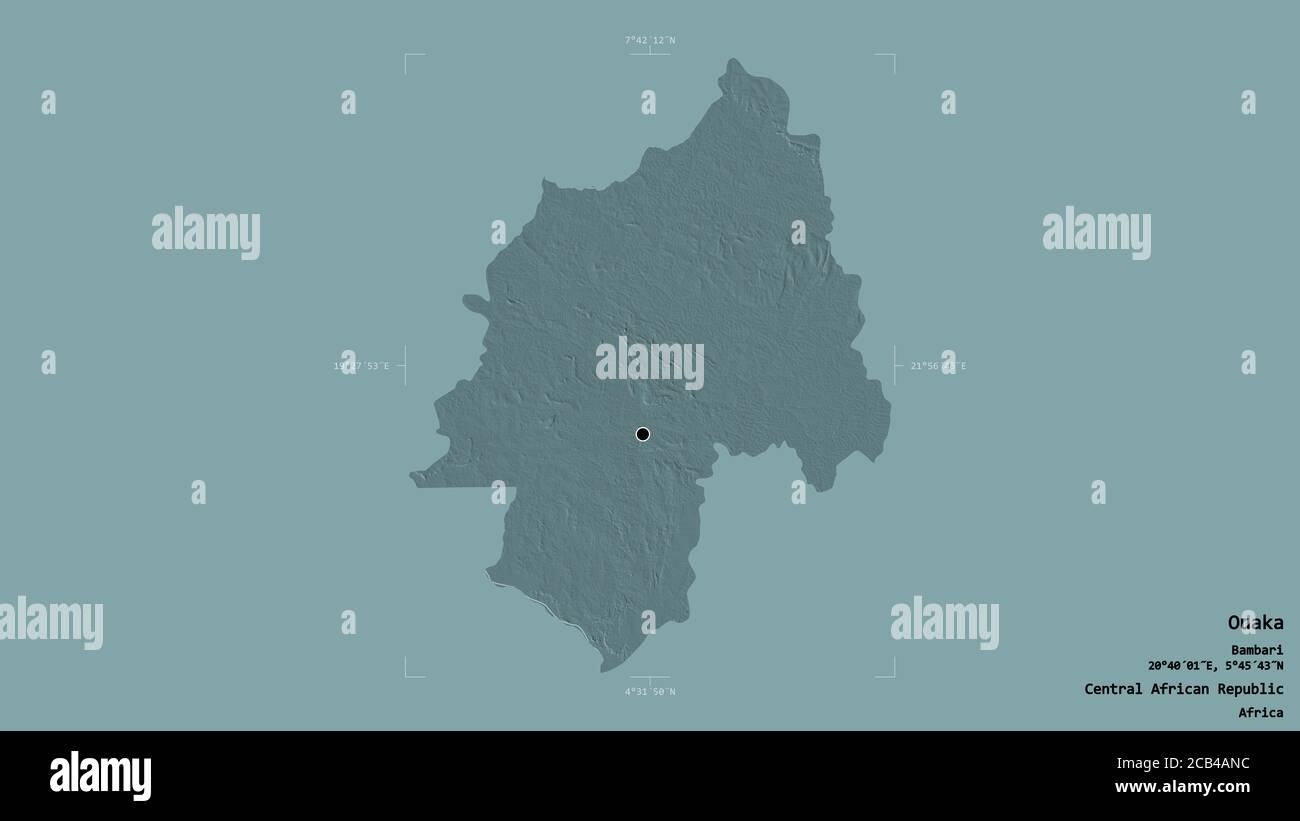 Area of Ouaka, prefecture of Central African Republic, isolated on a ...