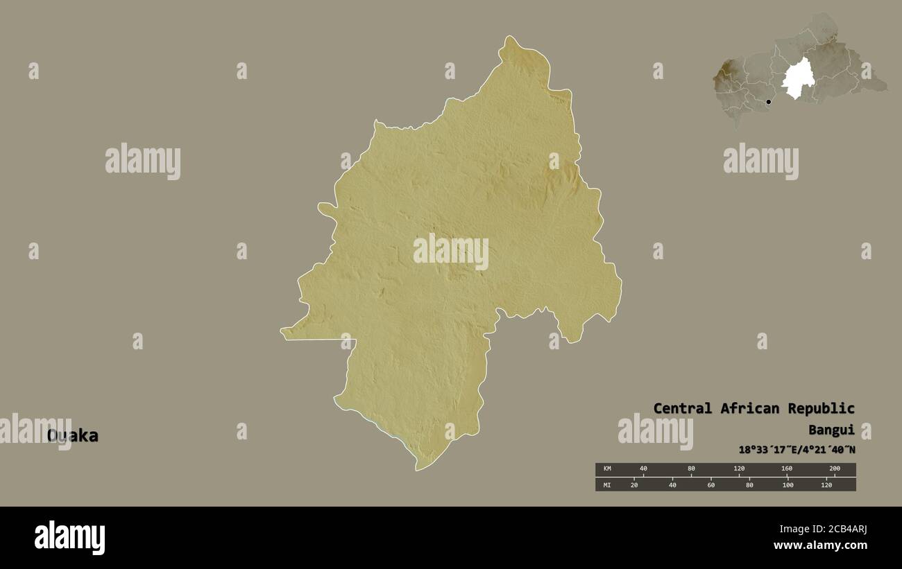 Shape of Ouaka, prefecture of Central African Republic, with its ...