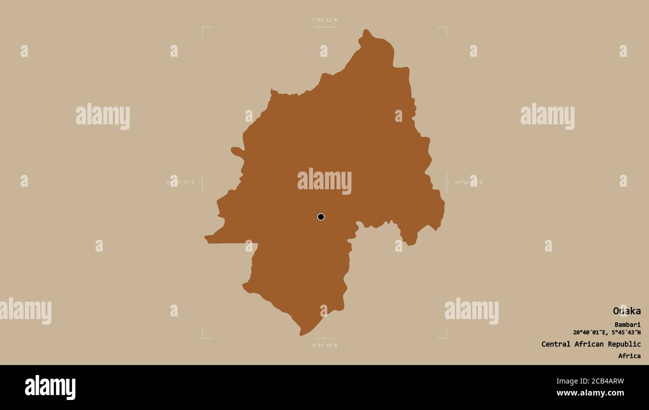 Area of Ouaka, prefecture of Central African Republic, isolated on a ...