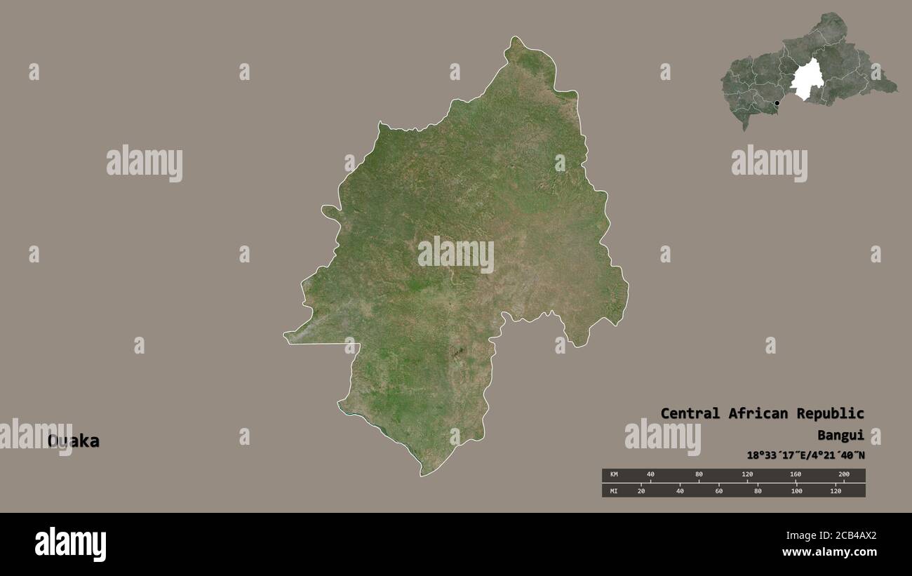 Shape of Ouaka, prefecture of Central African Republic, with its ...
