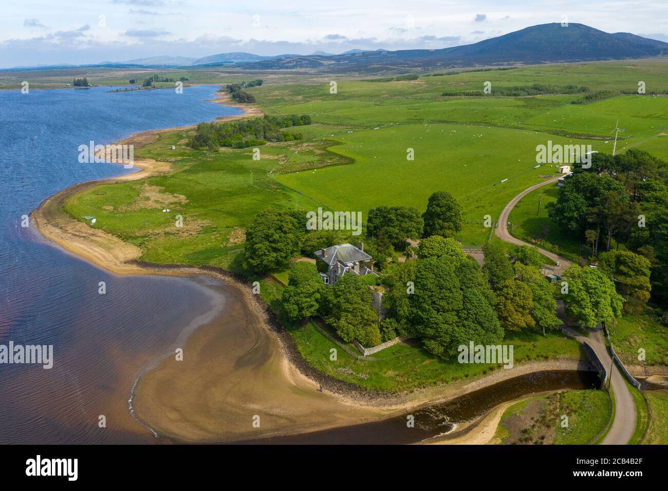 Aerial view of Harperrig Reservoir, West Lothian, Scotland Stock Photo ...