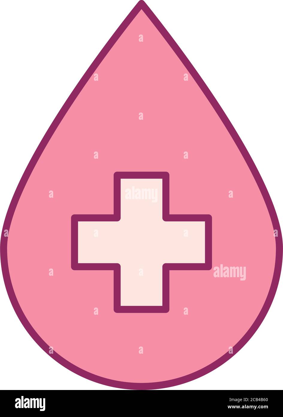 water drop with cross line and fill style icon design of Charity and ...