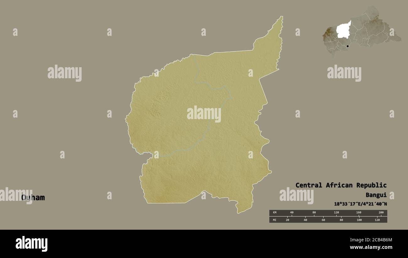 Shape of Ouham, prefecture of Central African Republic, with its ...