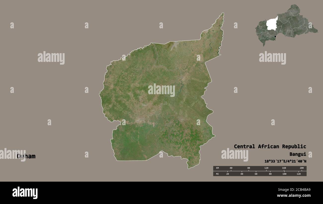 Shape of Ouham, prefecture of Central African Republic, with its ...