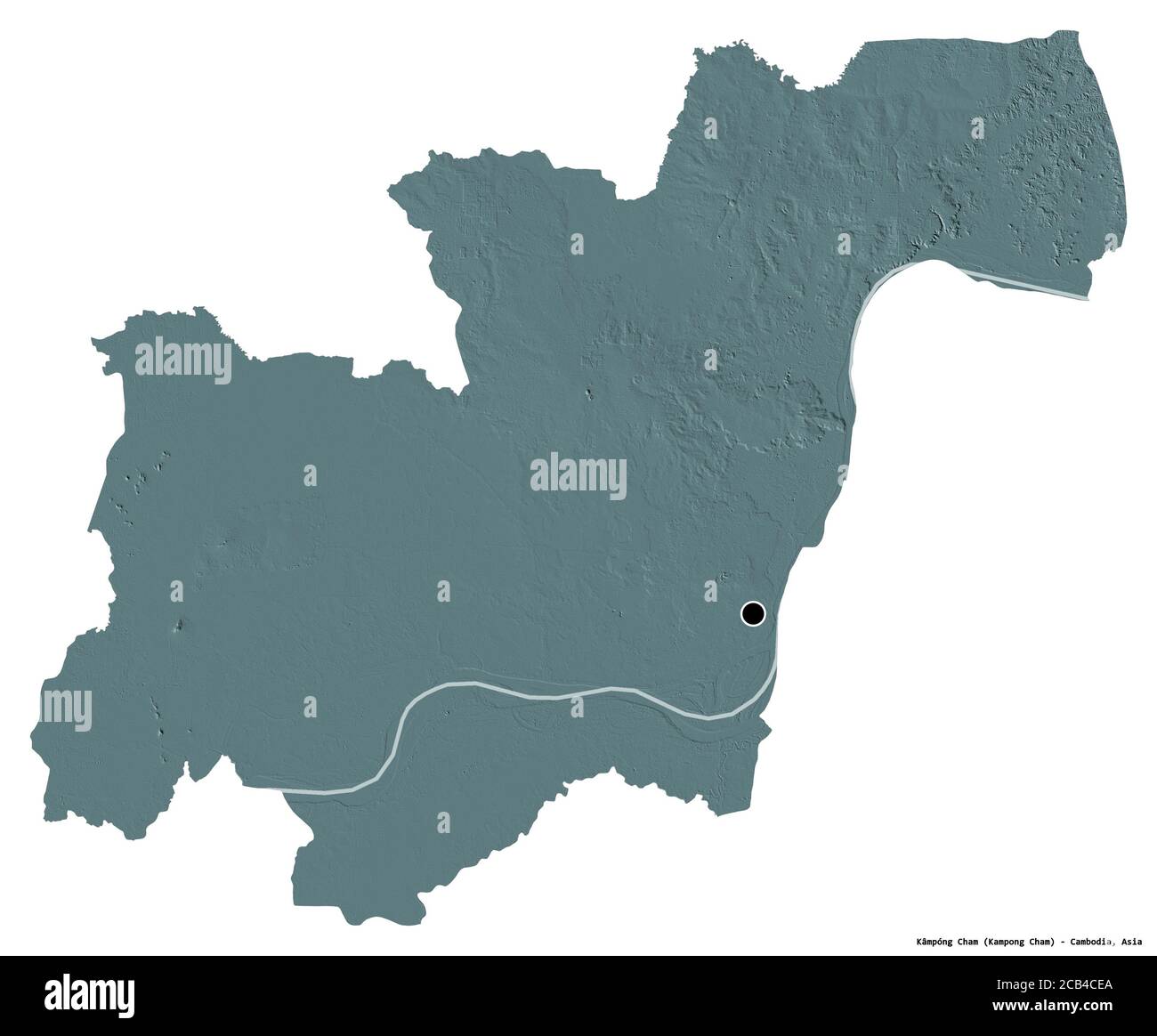 Shape of Kâmpóng Cham, province of Cambodia, with its capital isolated ...