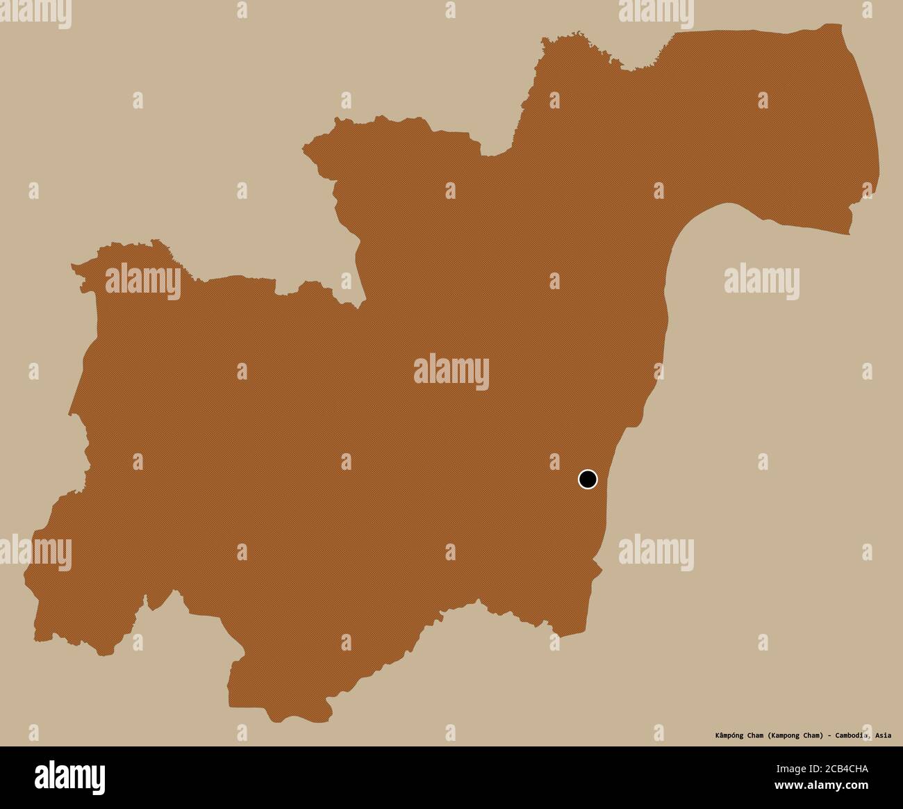 Shape of Kâmpóng Cham, province of Cambodia, with its capital isolated ...