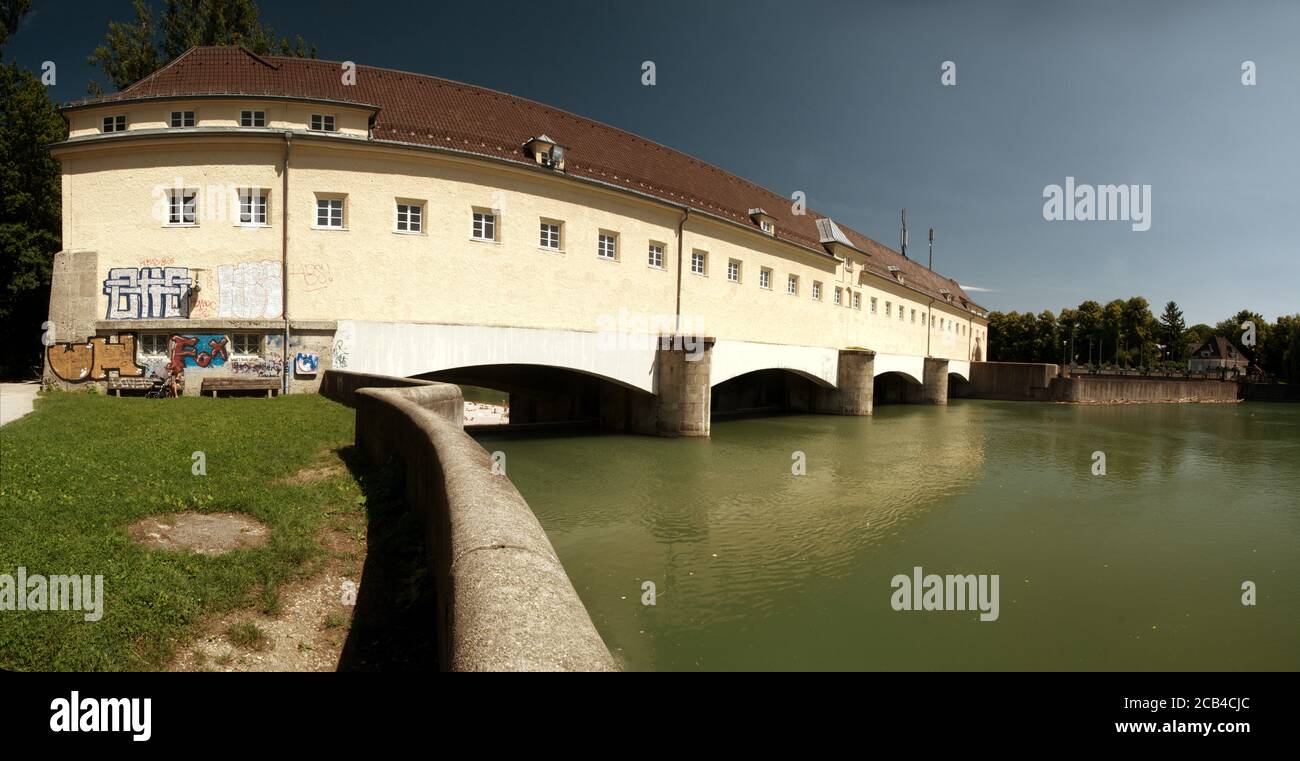 Water clarification plant athwart the Aare River in Munich Stock Photo ...