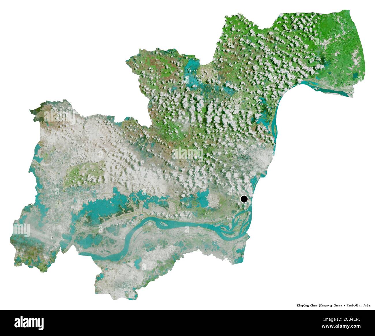 Shape of Kâmpóng Cham, province of Cambodia, with its capital isolated ...