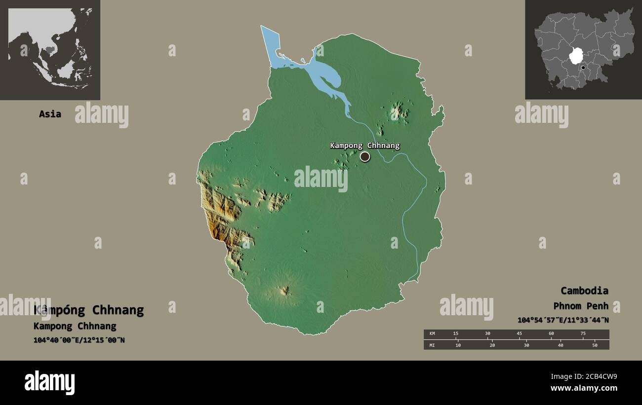 Shape of Kâmpóng Chhnang, province of Cambodia, and its capital ...
