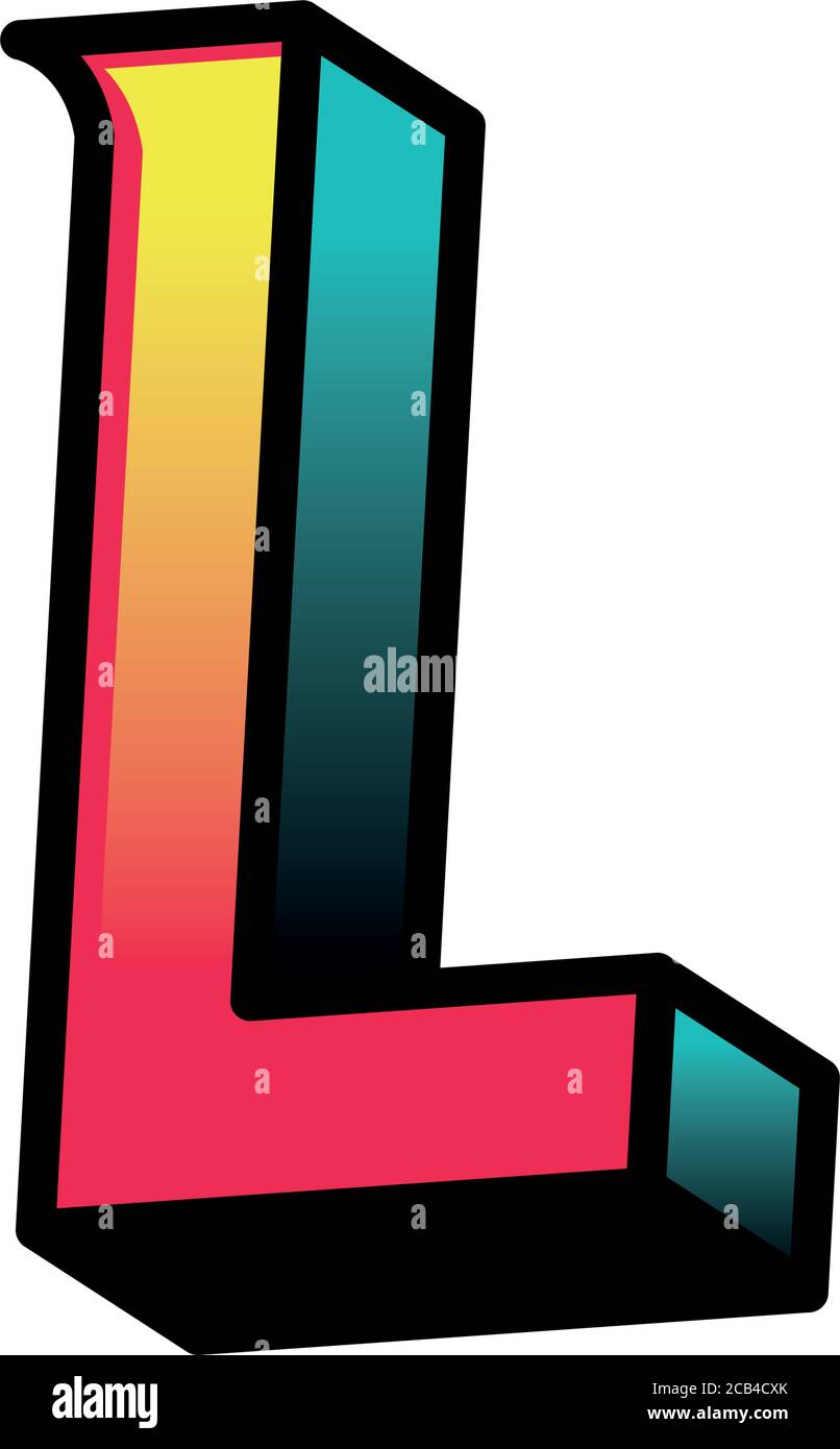 3d l letter design, lettering typography retro and comic theme Vector ...