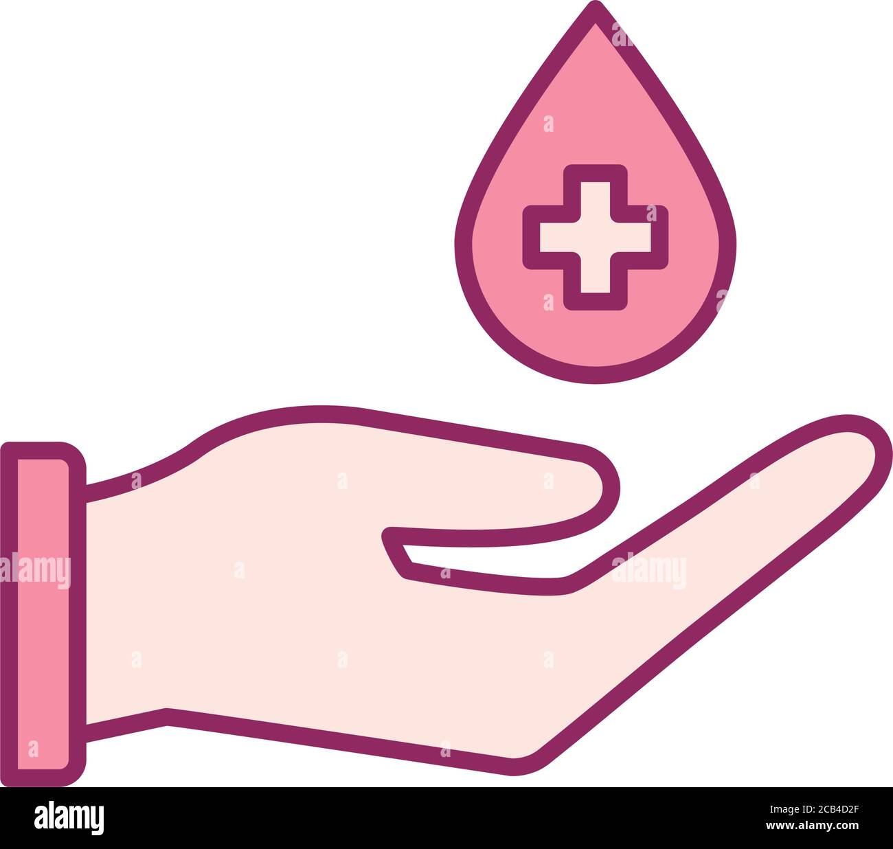 water drop with cross over hand line and fill style icon design of ...