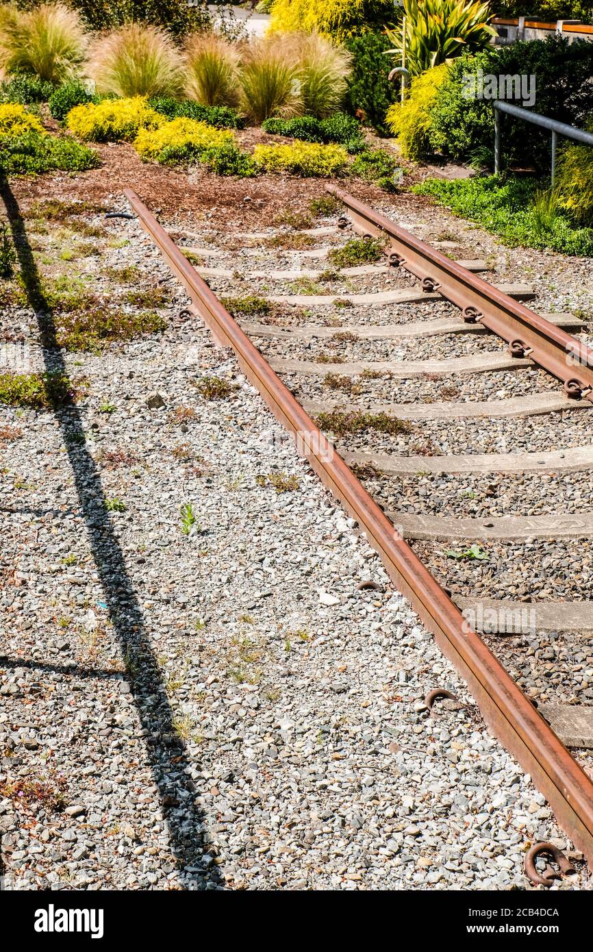 Abandoned old and rusty railroad tracks in downtown Seattle Stock Photo ...