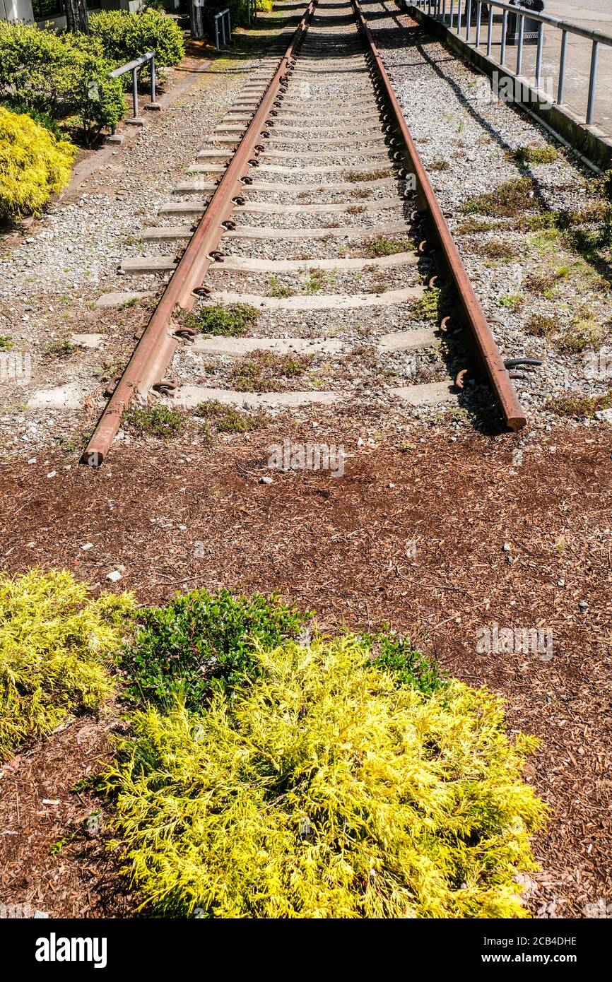 Abandoned old and rusty railroad tracks in downtown Seattle Stock Photo ...