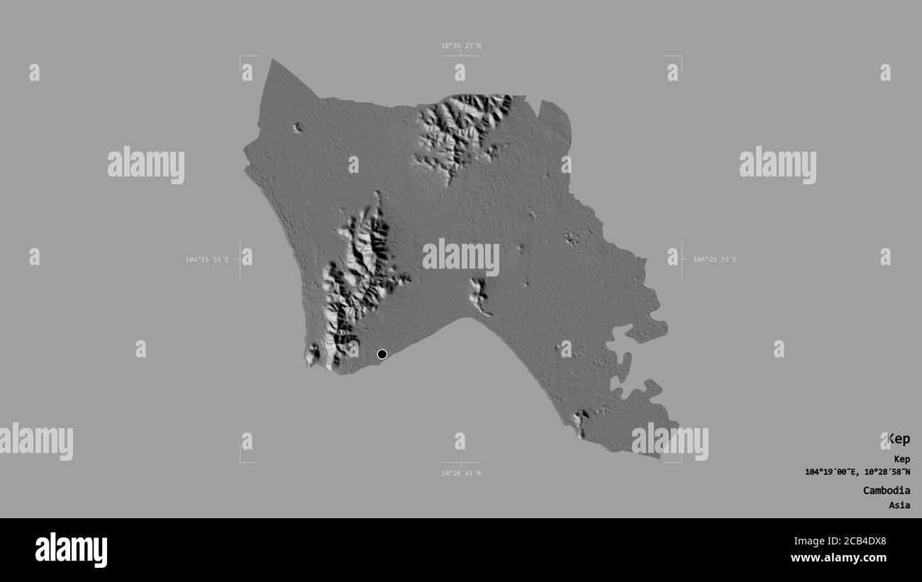 Area of Kep, province of Cambodia, isolated on a solid background in a ...