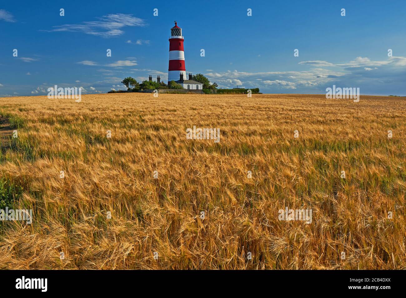 Happisburgh lighthouse Norfolk, iconic red and white striped building ...