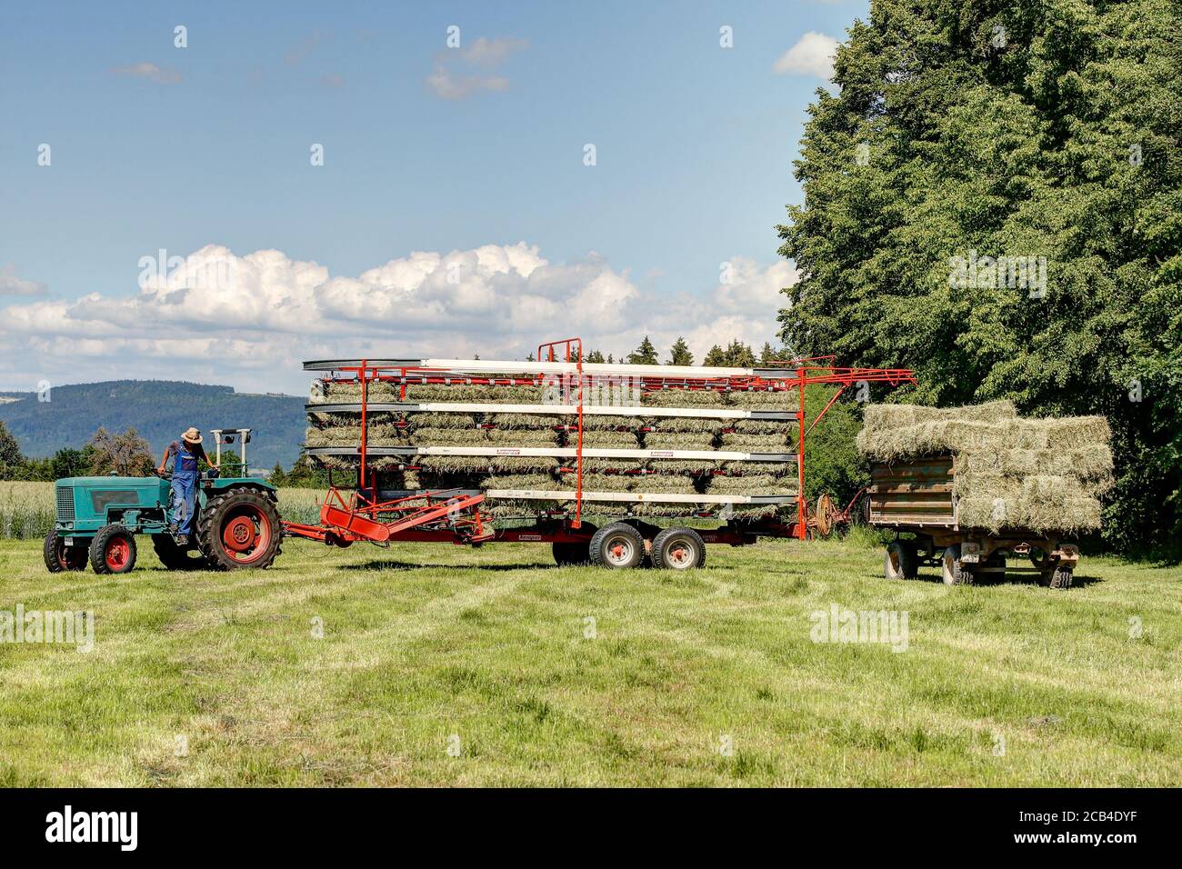 Trossingen, June 25, 2020. Bio Bauer drove with his old tractor and ...