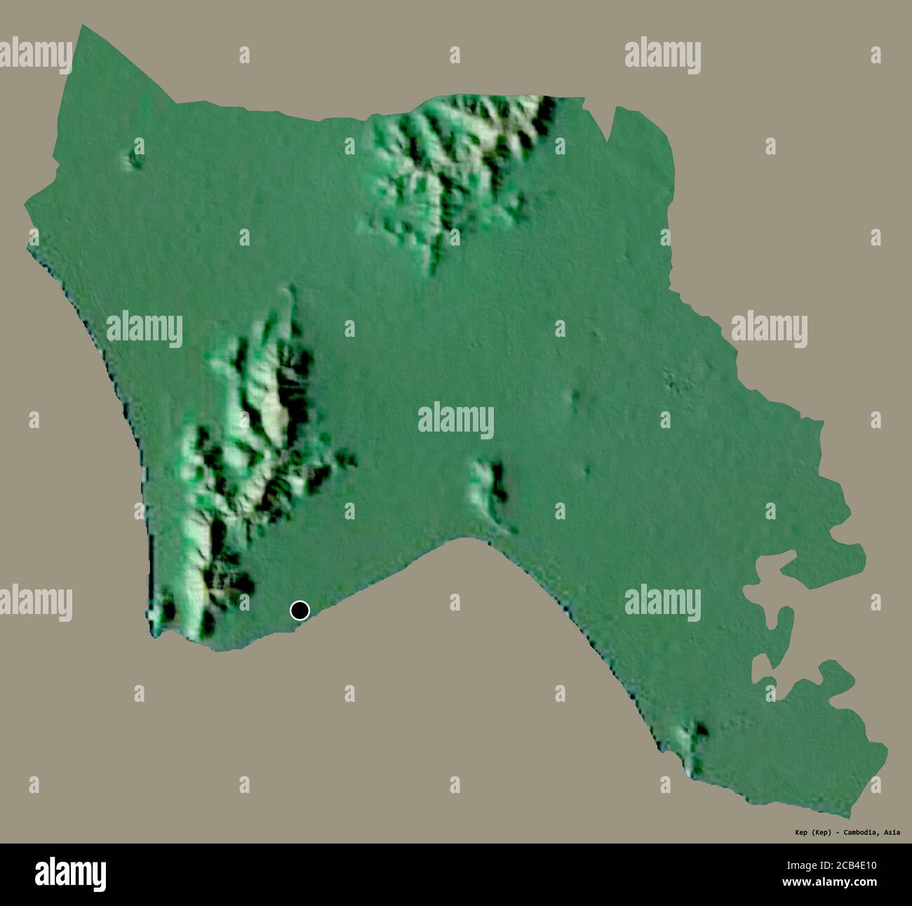 Shape of Kep, province of Cambodia, with its capital isolated on a ...