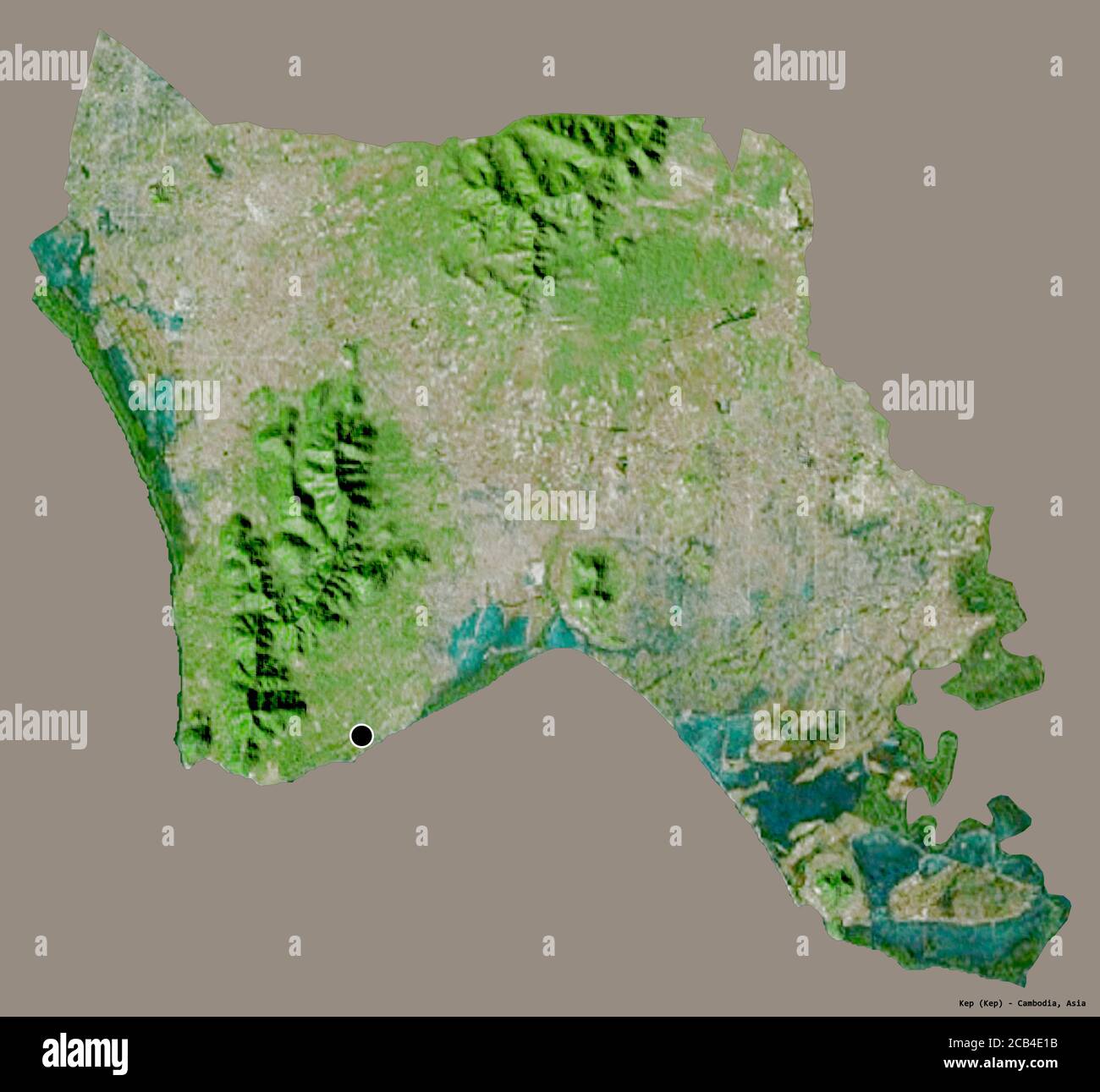 Shape of Kep, province of Cambodia, with its capital isolated on a ...