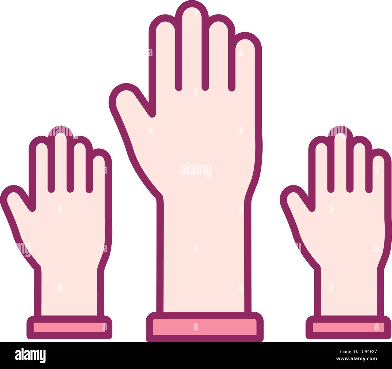 three hands up line and fill style icon design of People arm finger ...
