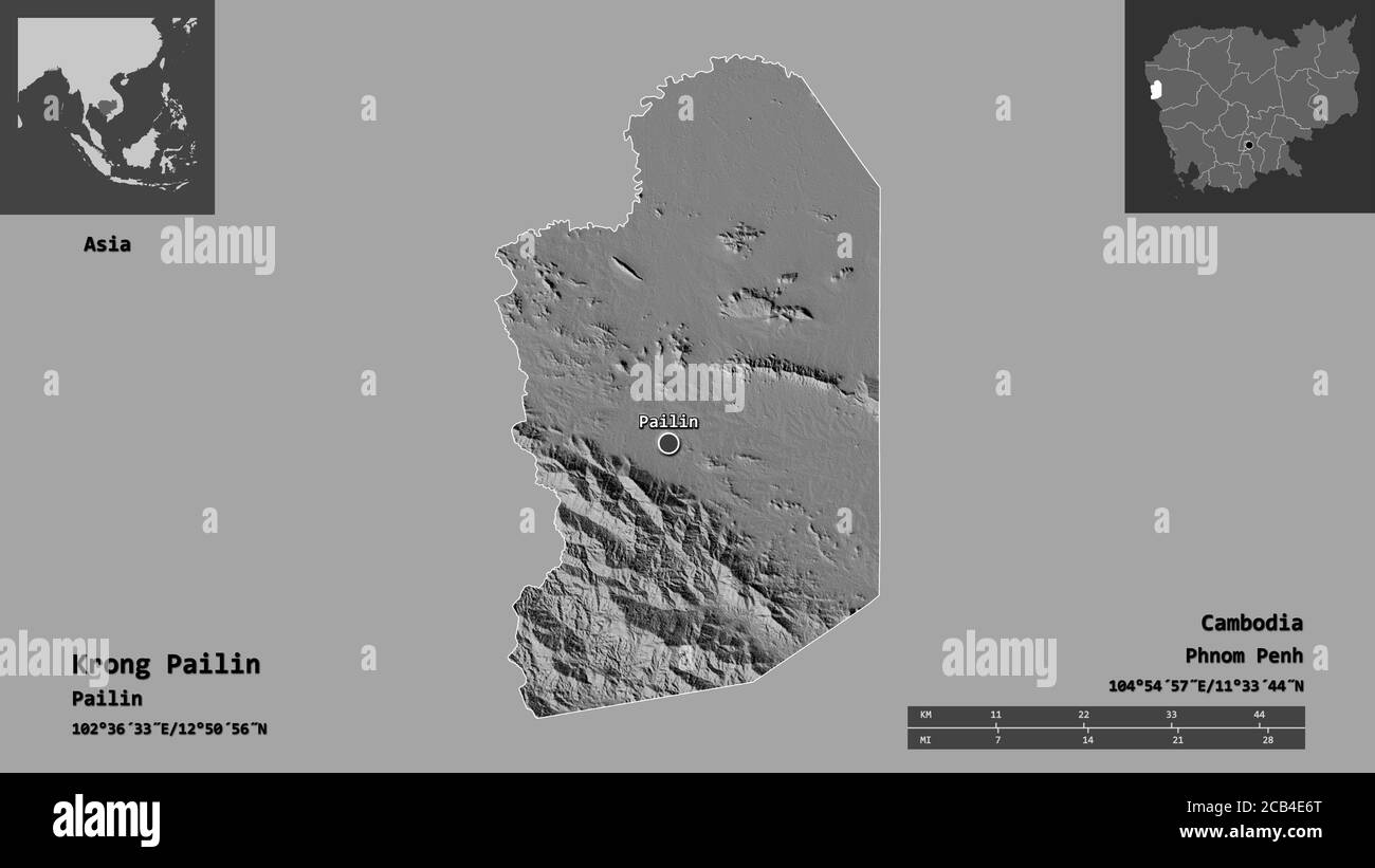 Shape of Krong Pailin, municipality of Cambodia, and its capital ...