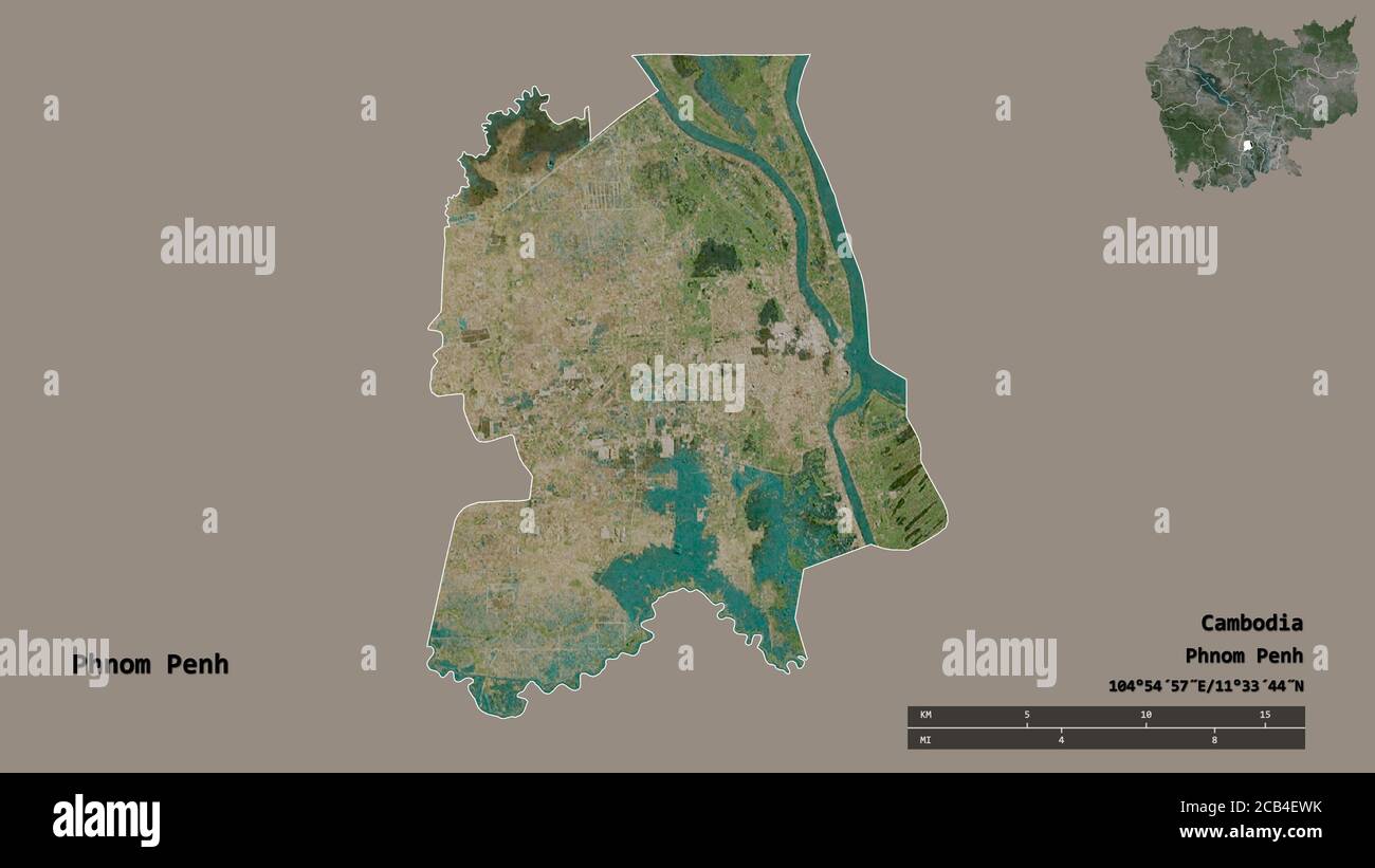Shape of Phnom Penh, municipality of Cambodia, with its capital ...