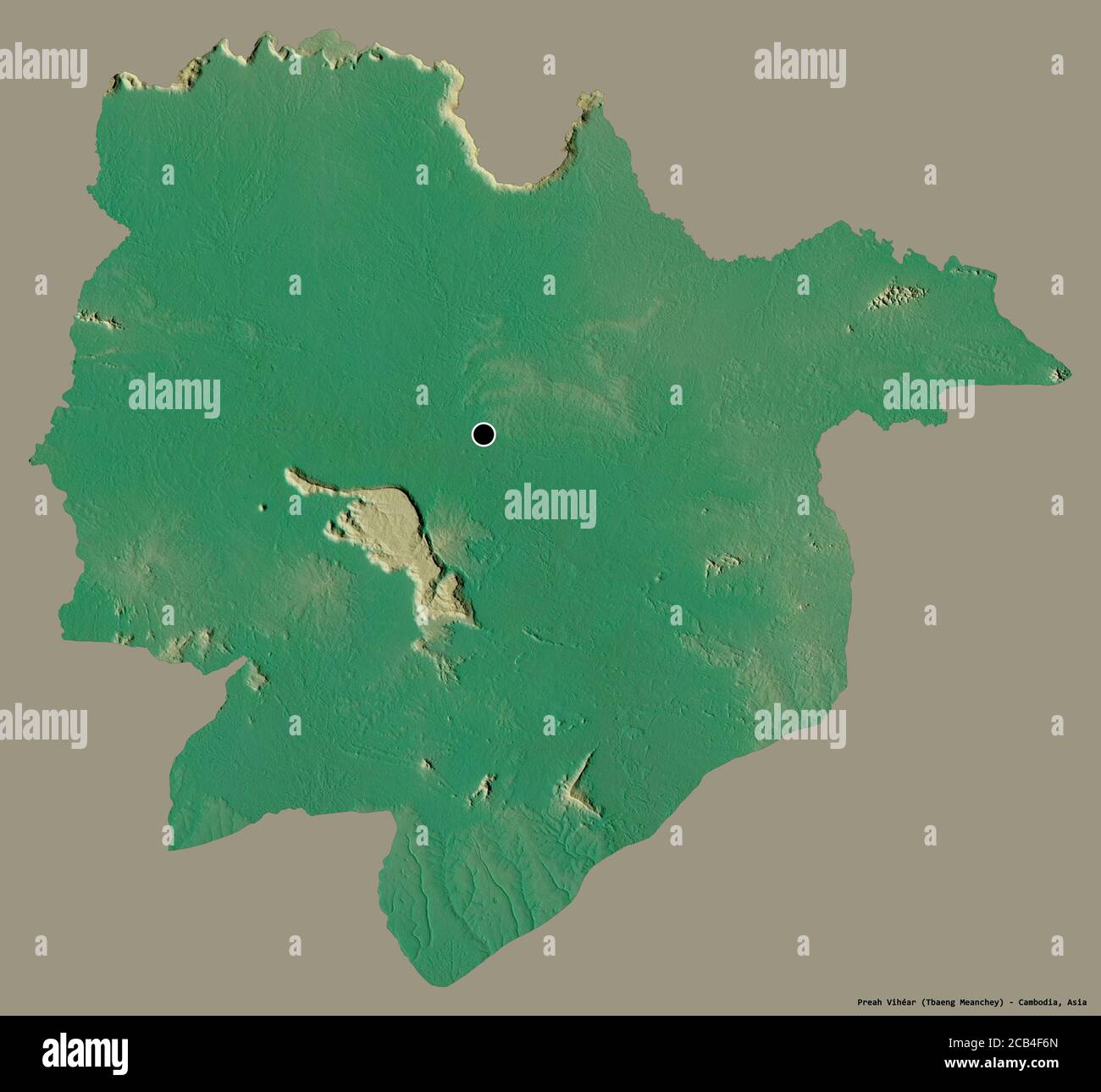 Shape of Preah Vihéar, province of Cambodia, with its capital isolated ...