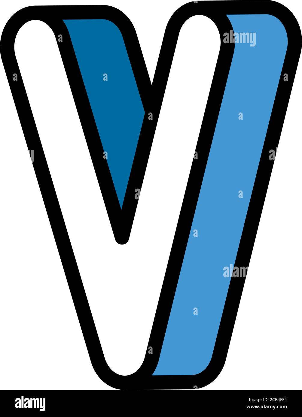 3d v letter design, lettering typography retro and comic theme Vector ...