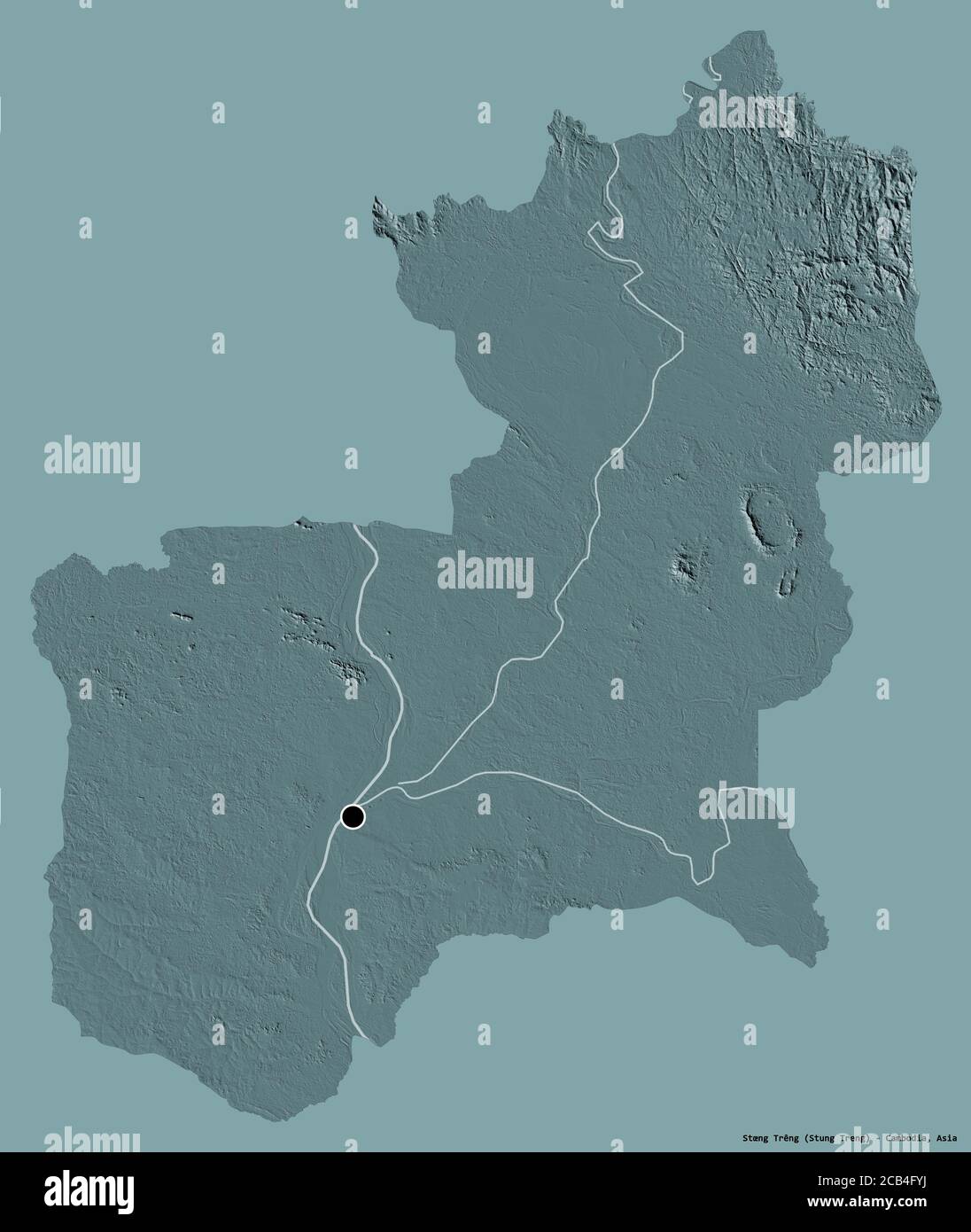 Shape of Stœng Trêng, province of Cambodia, with its capital isolated ...