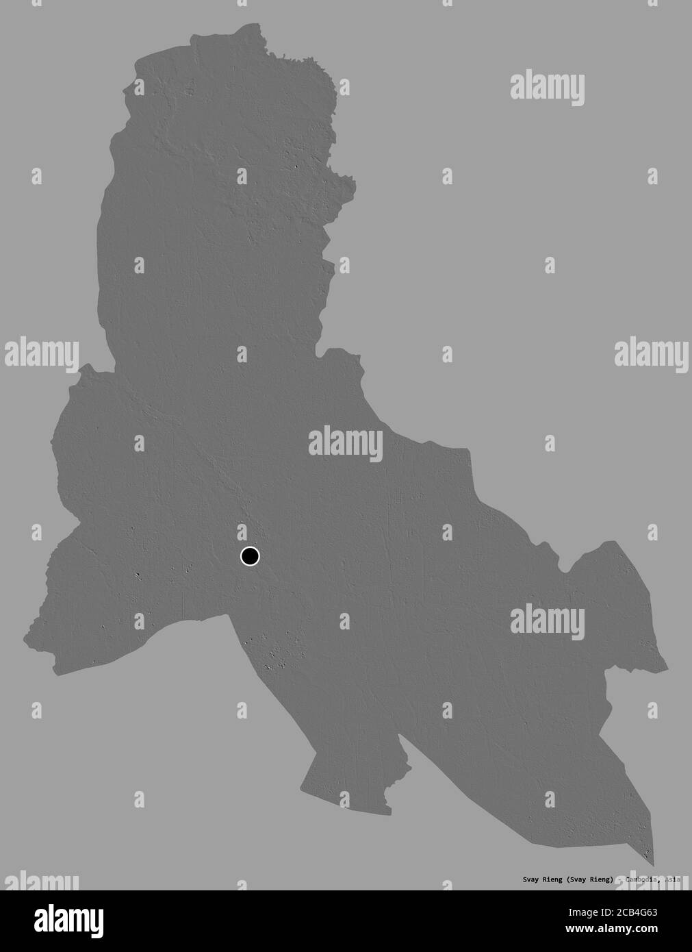 Shape of Svay Rieng, province of Cambodia, with its capital isolated on ...