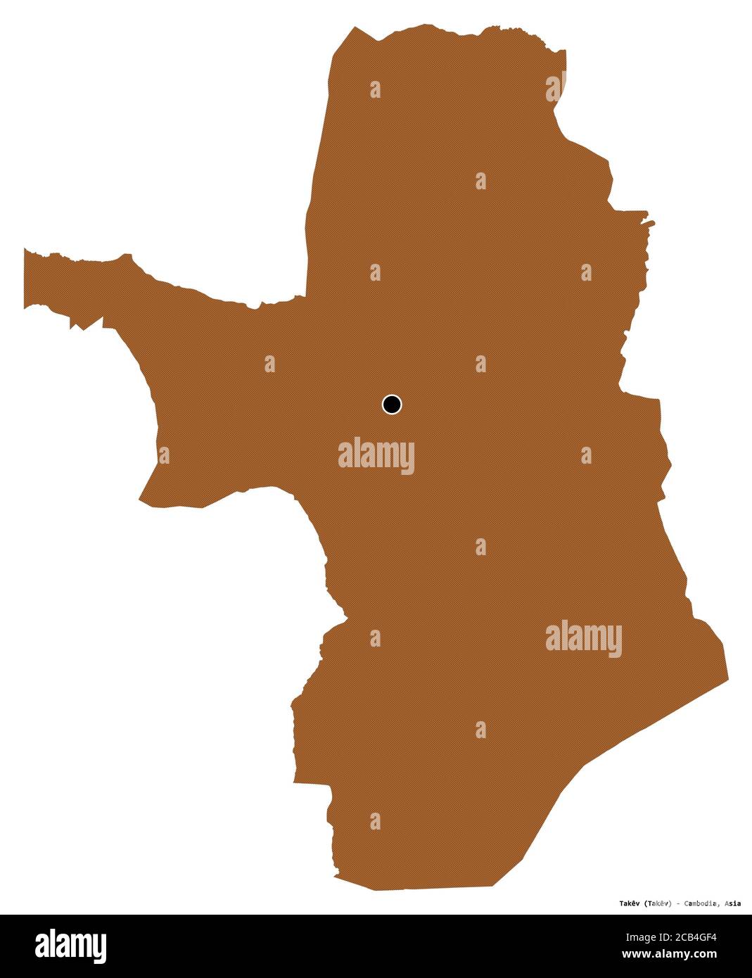 Shape of Takêv, province of Cambodia, with its capital isolated on ...