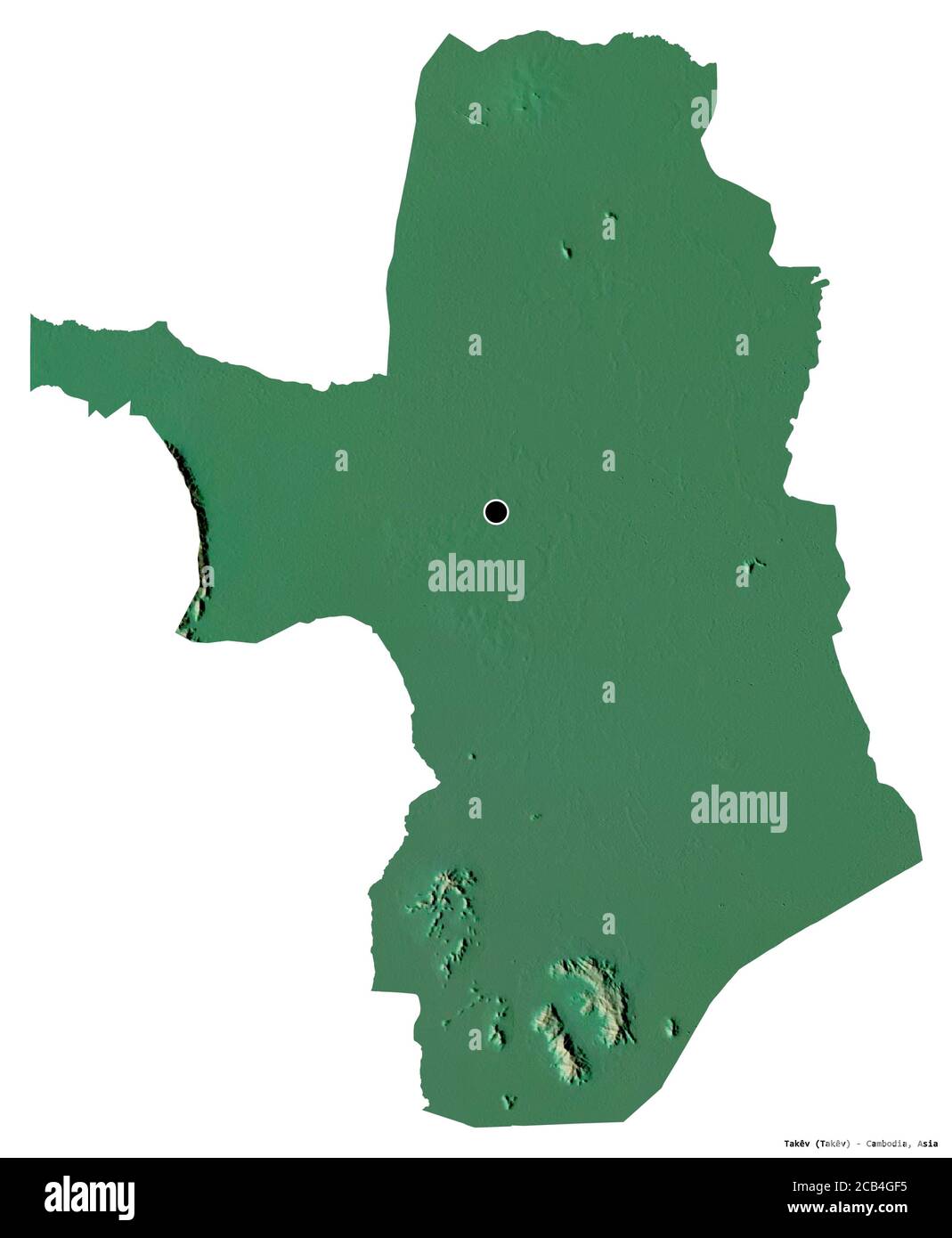 Shape of Takêv, province of Cambodia, with its capital isolated on ...