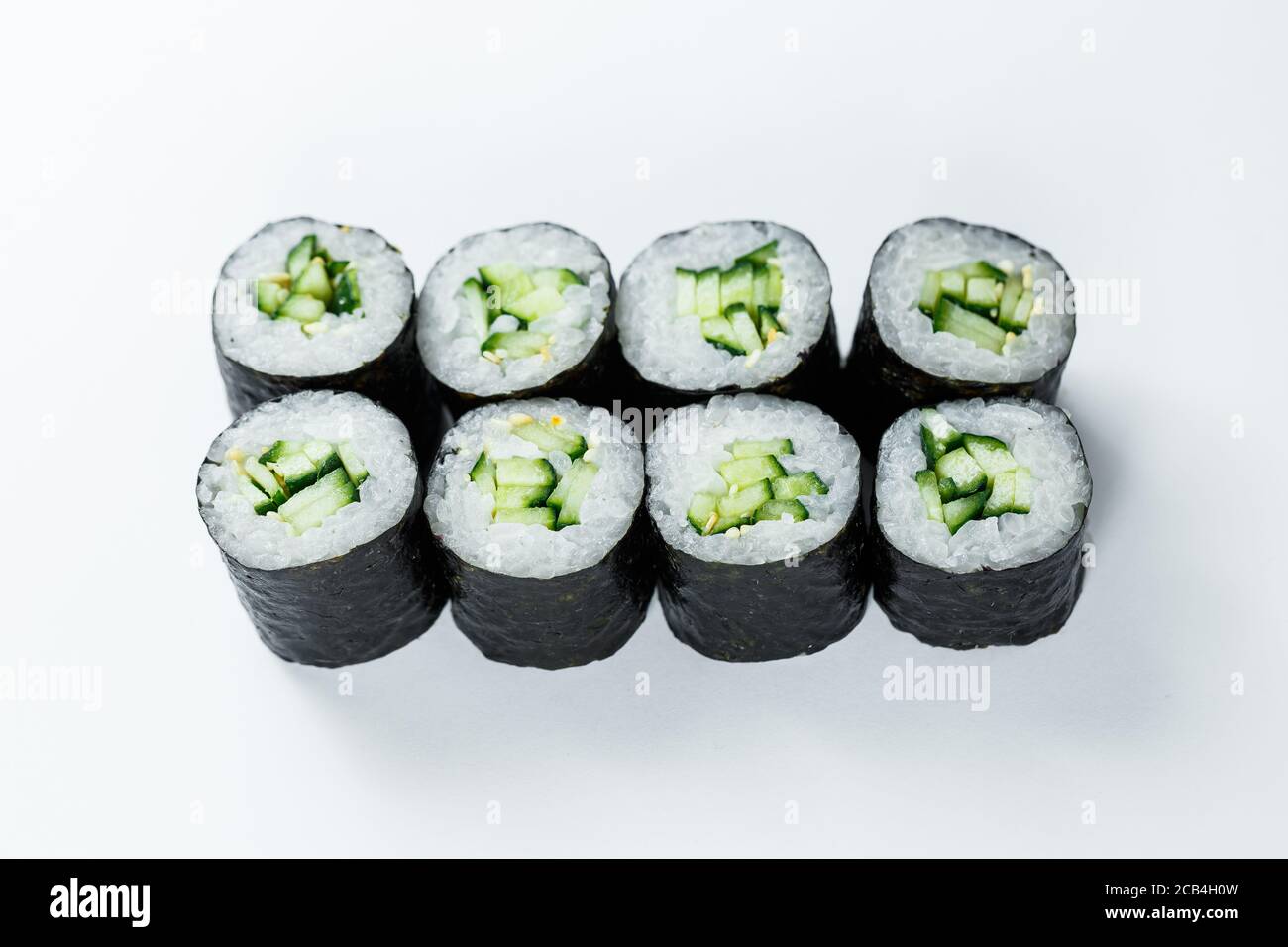 Japanese food. Rolls with ripe cucumber, fresh rice with vegetables in ...