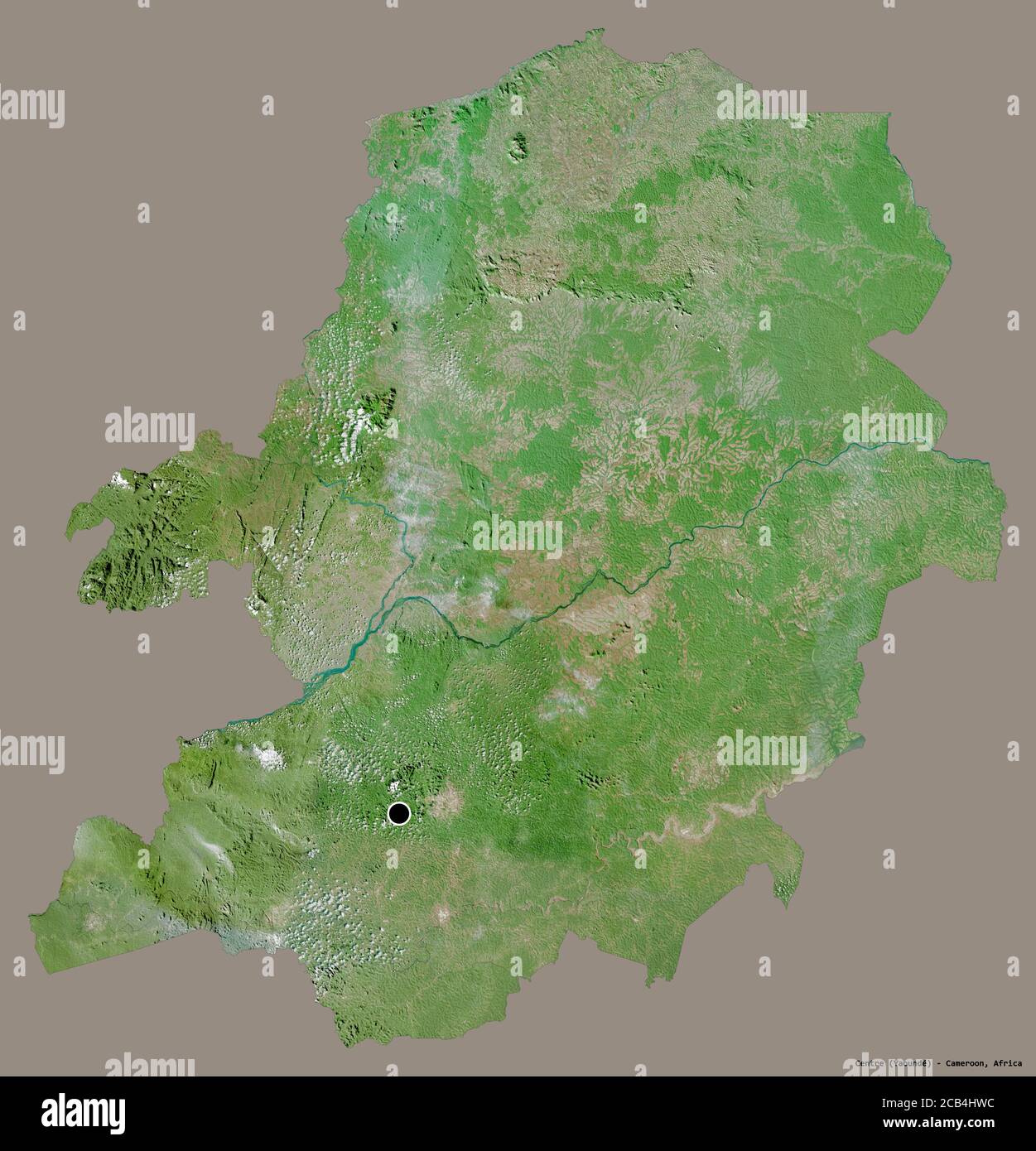 Shape of Centre, region of Cameroon, with its capital isolated on a ...