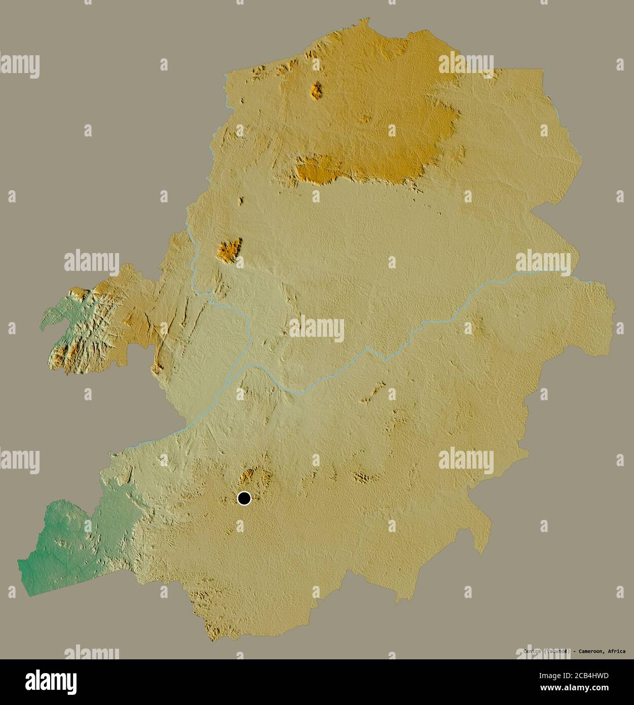 Shape of Centre, region of Cameroon, with its capital isolated on a ...