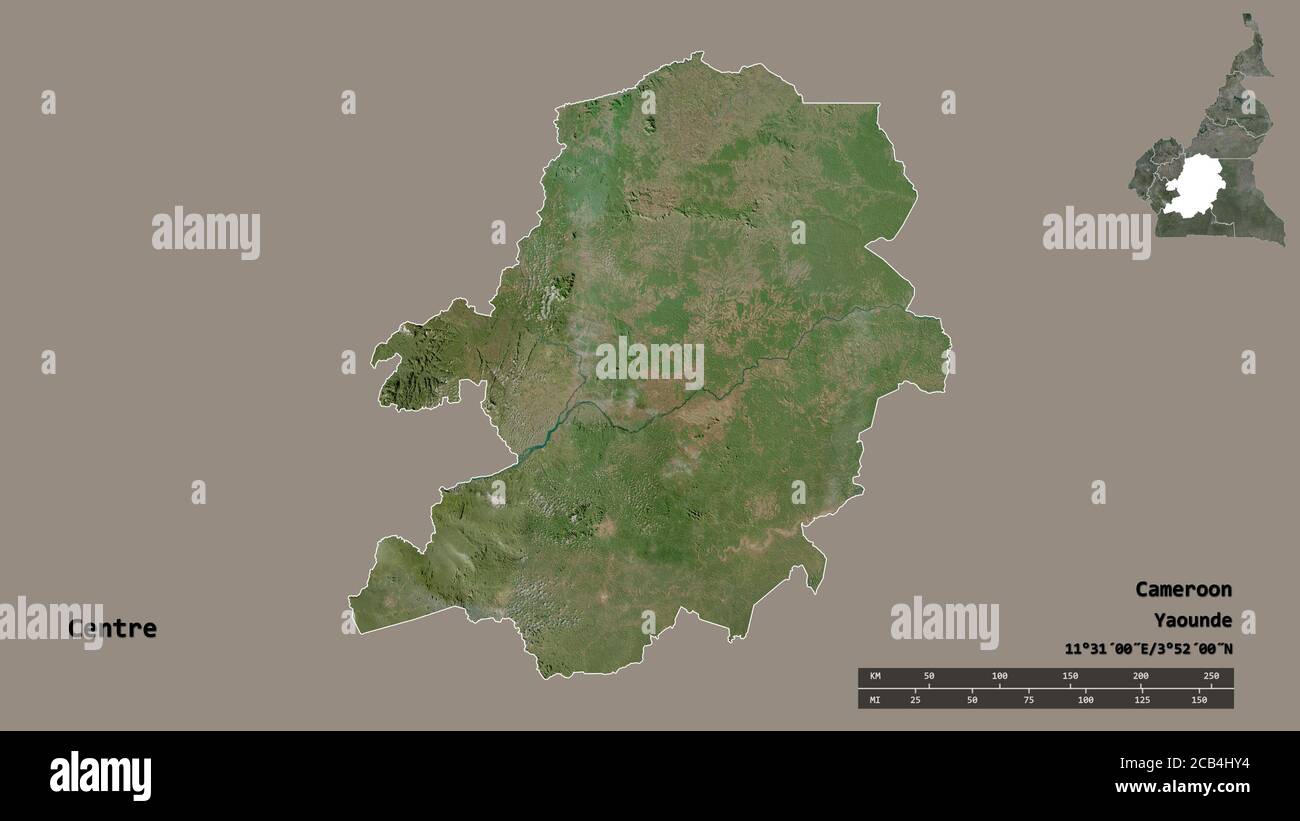 Shape of Centre, region of Cameroon, with its capital isolated on solid ...