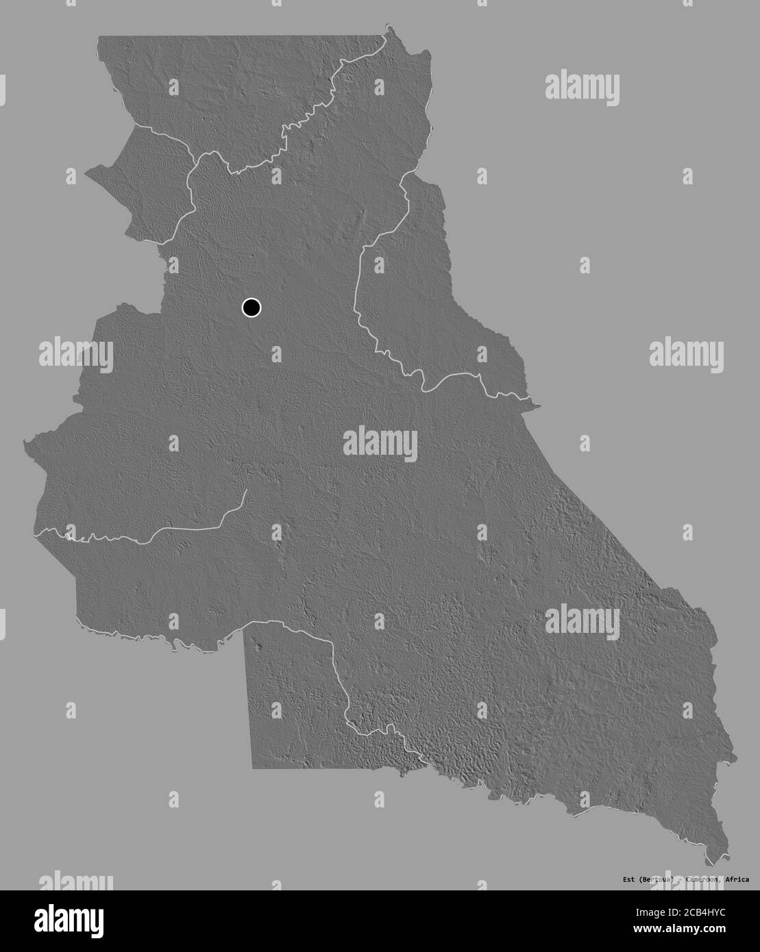 Shape of Est, region of Cameroon, with its capital isolated on a solid ...