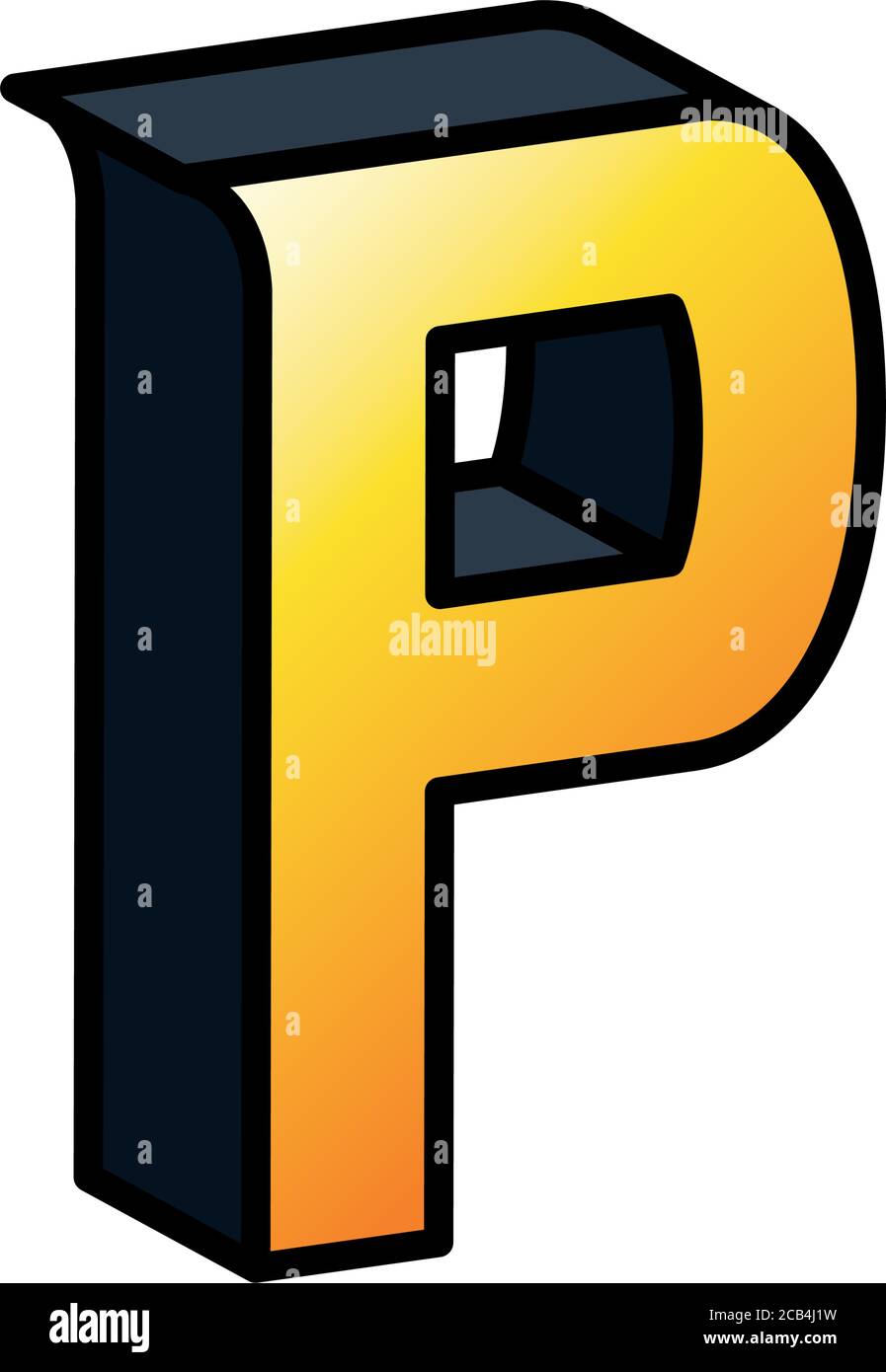 3d p letter design, lettering typography retro and comic theme Vector ...