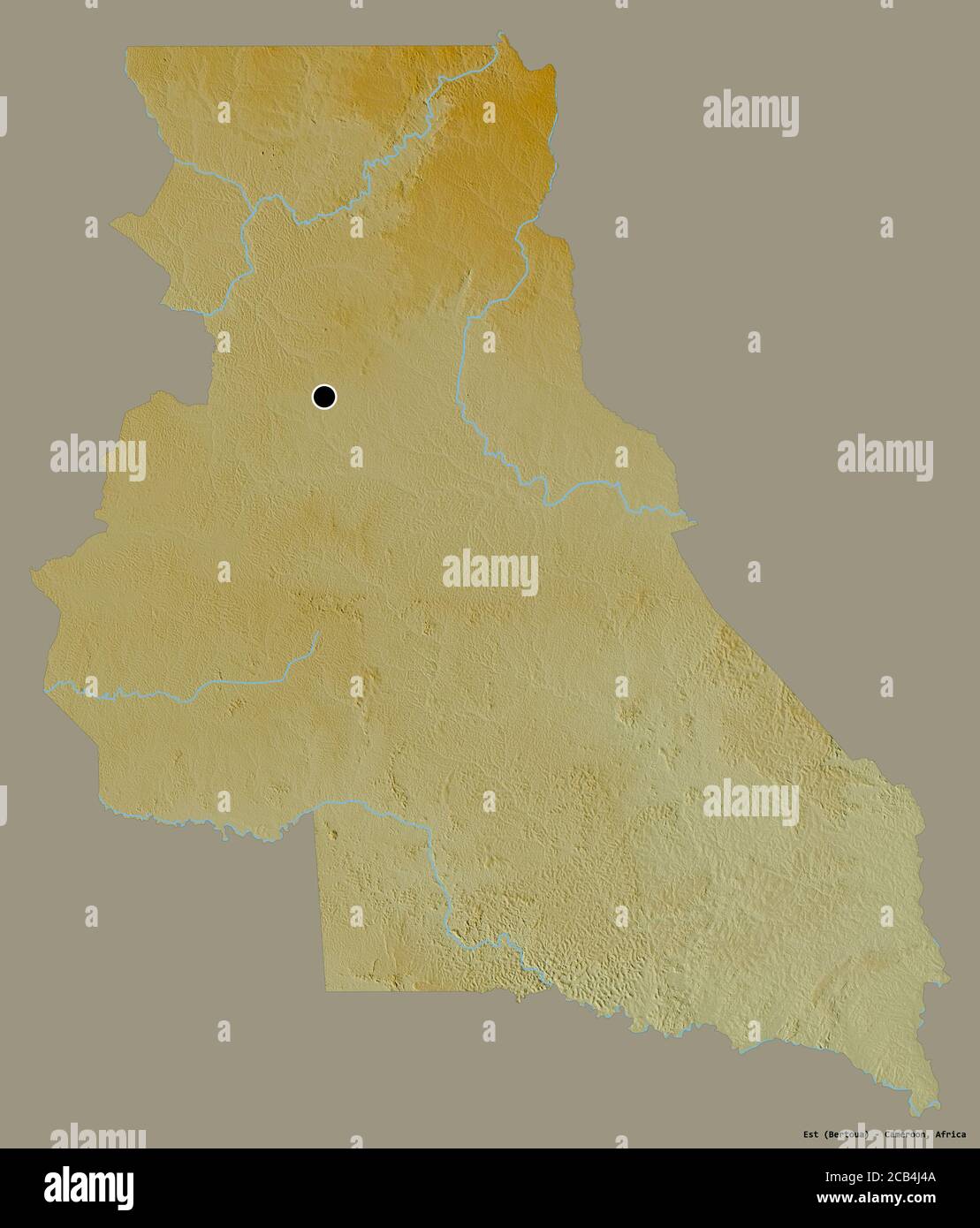 Shape of Est, region of Cameroon, with its capital isolated on a solid ...