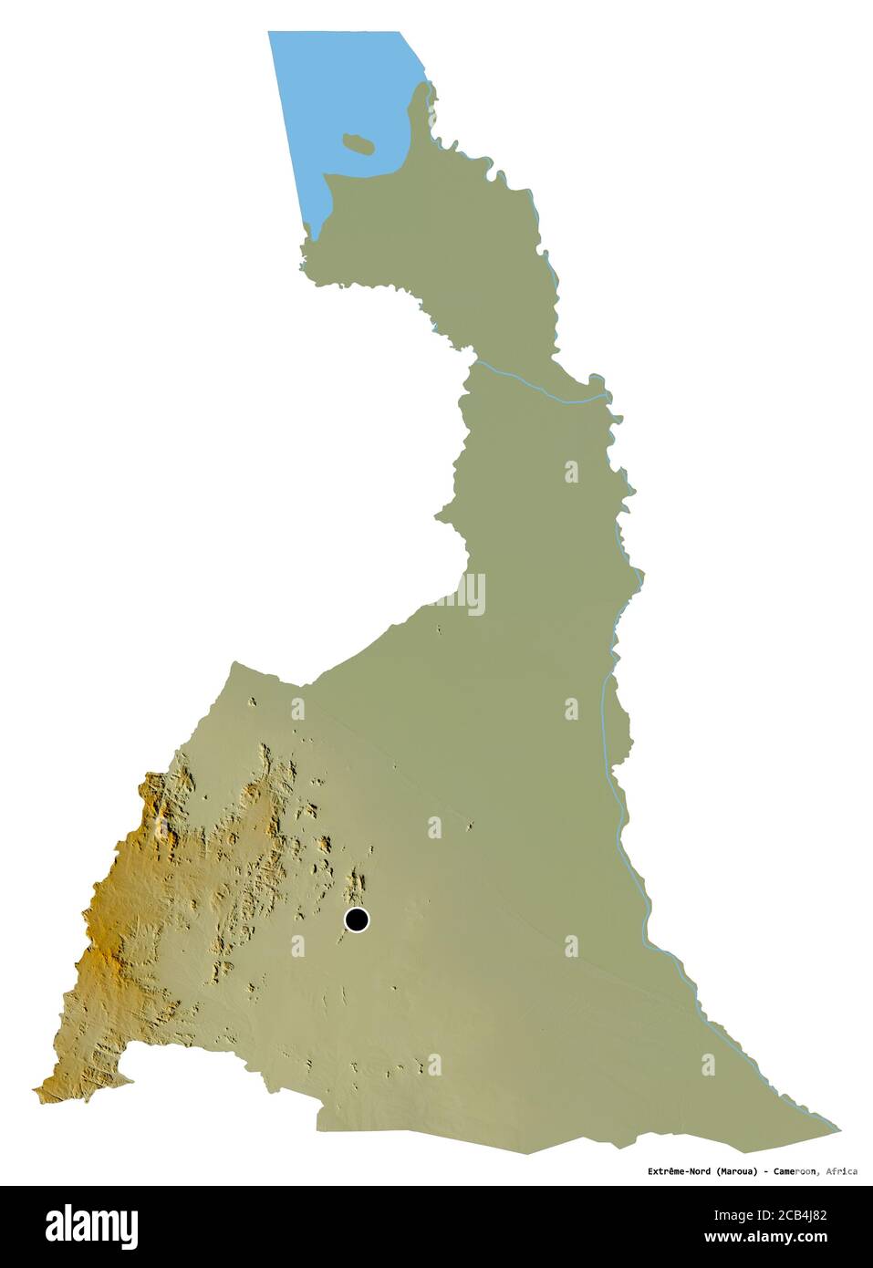 Shape of Extrême-Nord, region of Cameroon, with its capital isolated on ...