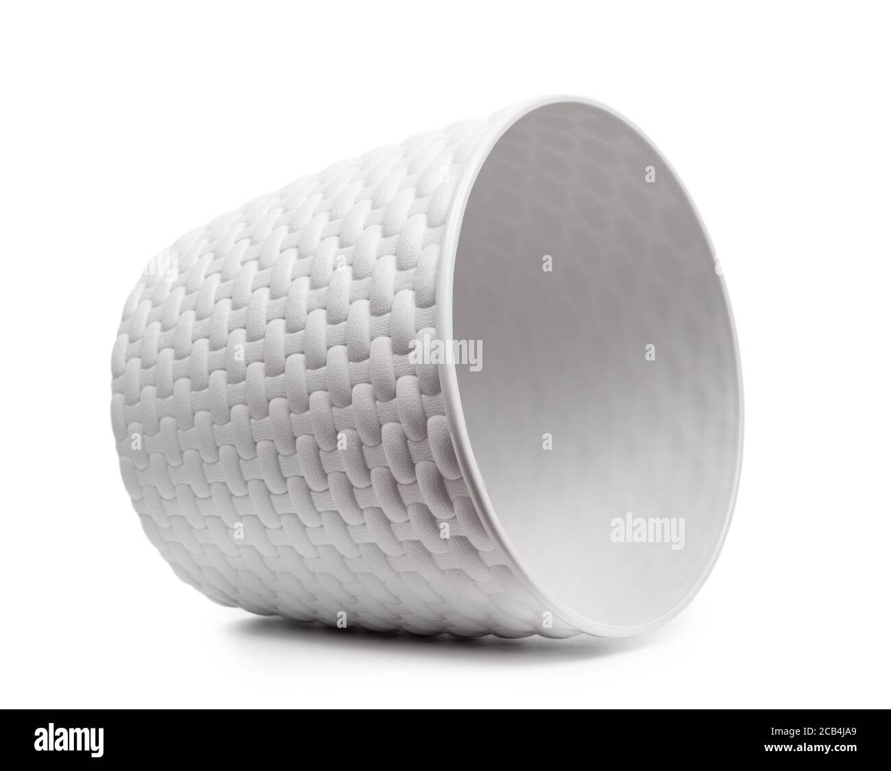 White wicker plastic vase, empty pot isolated Stock Photo - Alamy