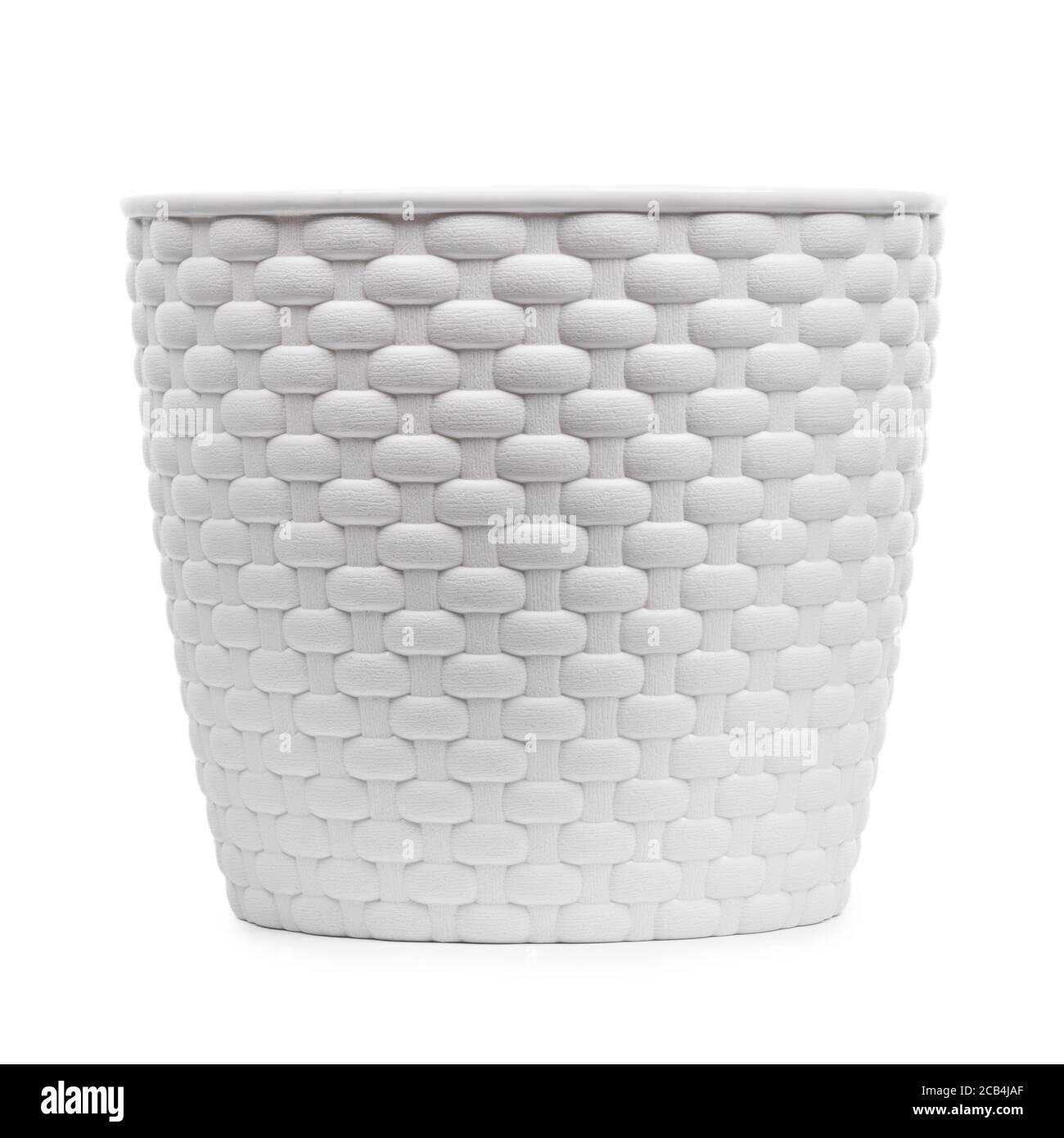 White wicker plastic vase, empty pot isolated Stock Photo - Alamy