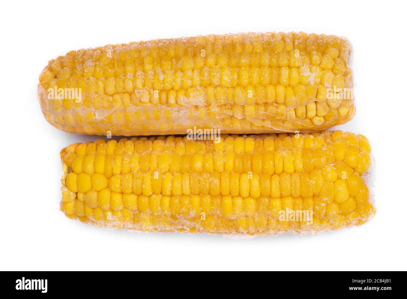 Frozen corn cob isolated on white background Stock Photo - Alamy