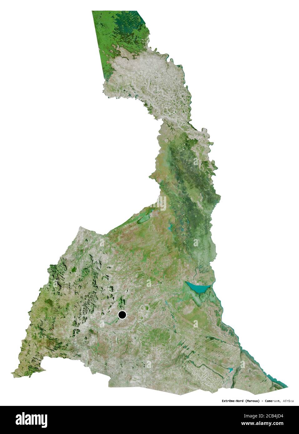 Shape of Extrême-Nord, region of Cameroon, with its capital isolated on ...