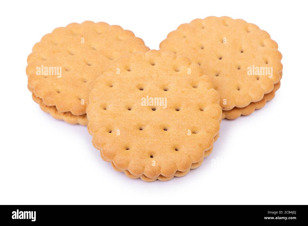 Stack of double round biscuit cookies isolated on white background ...