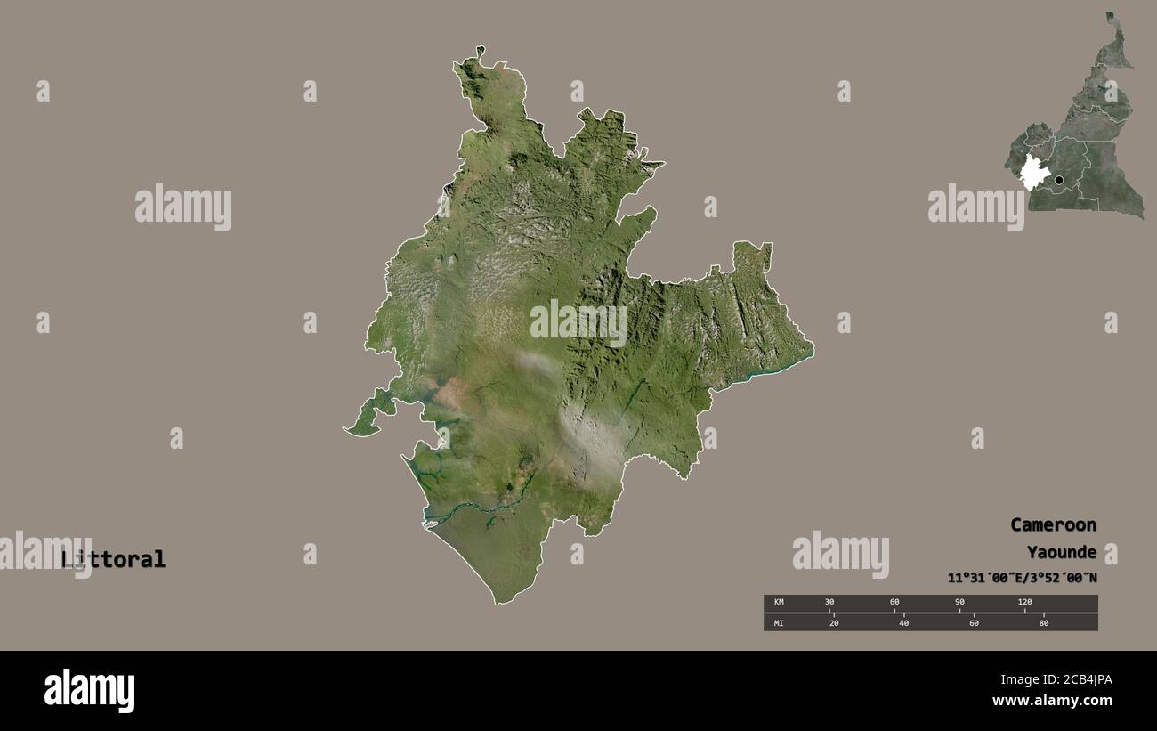 Shape of Littoral, region of Cameroon, with its capital isolated on ...
