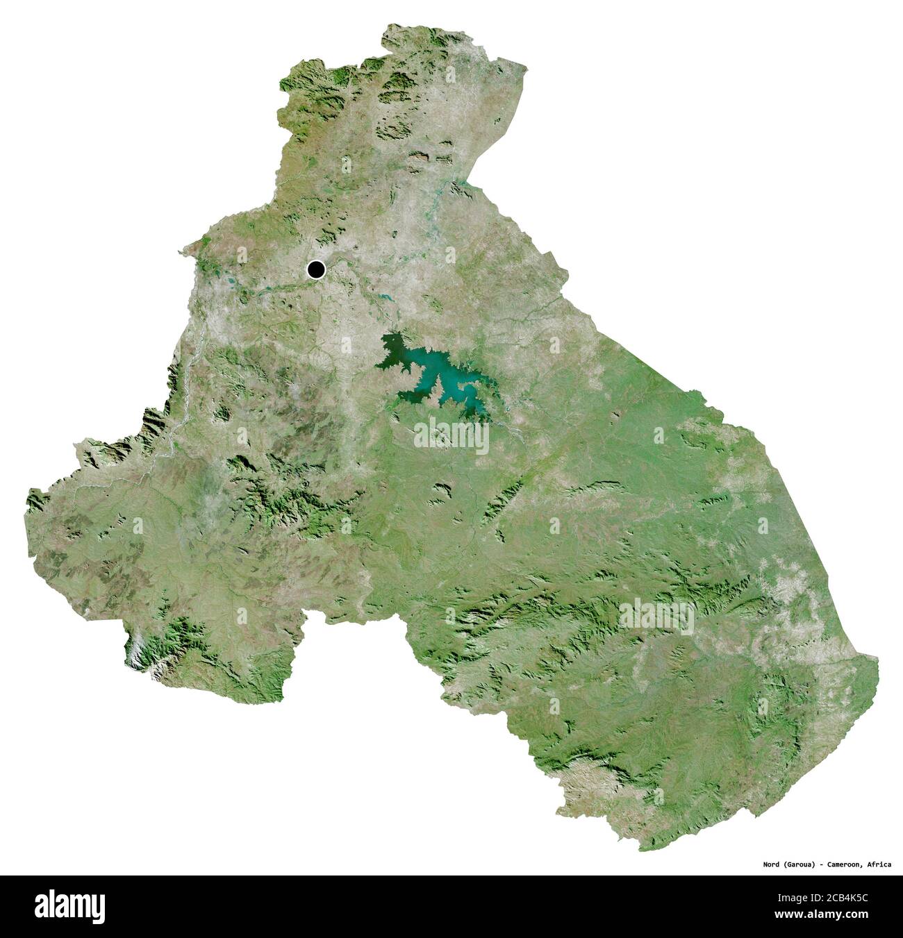 Shape of Nord, region of Cameroon, with its capital isolated on white ...