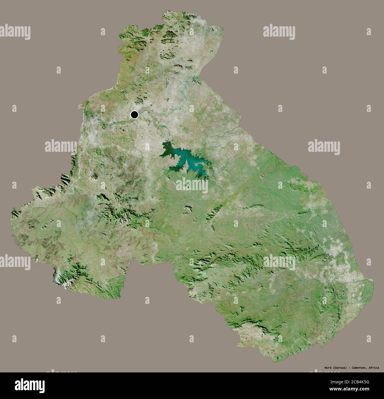 Shape of Nord, region of Cameroon, with its capital isolated on a solid ...